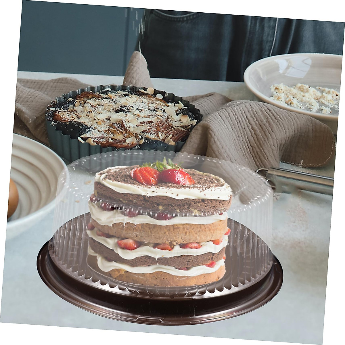 BRIGHTFUFU Plastic Cake Boxes 8 Inches Pastel Round Single Cupcake Cases Disposable Material 20 Pieces Color