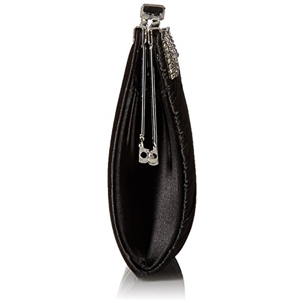 Jessica McClintock womens Jessica Mcclintock Laura Rhinestone Satin Clutch Purse Evening Handbag, Black, One Size US