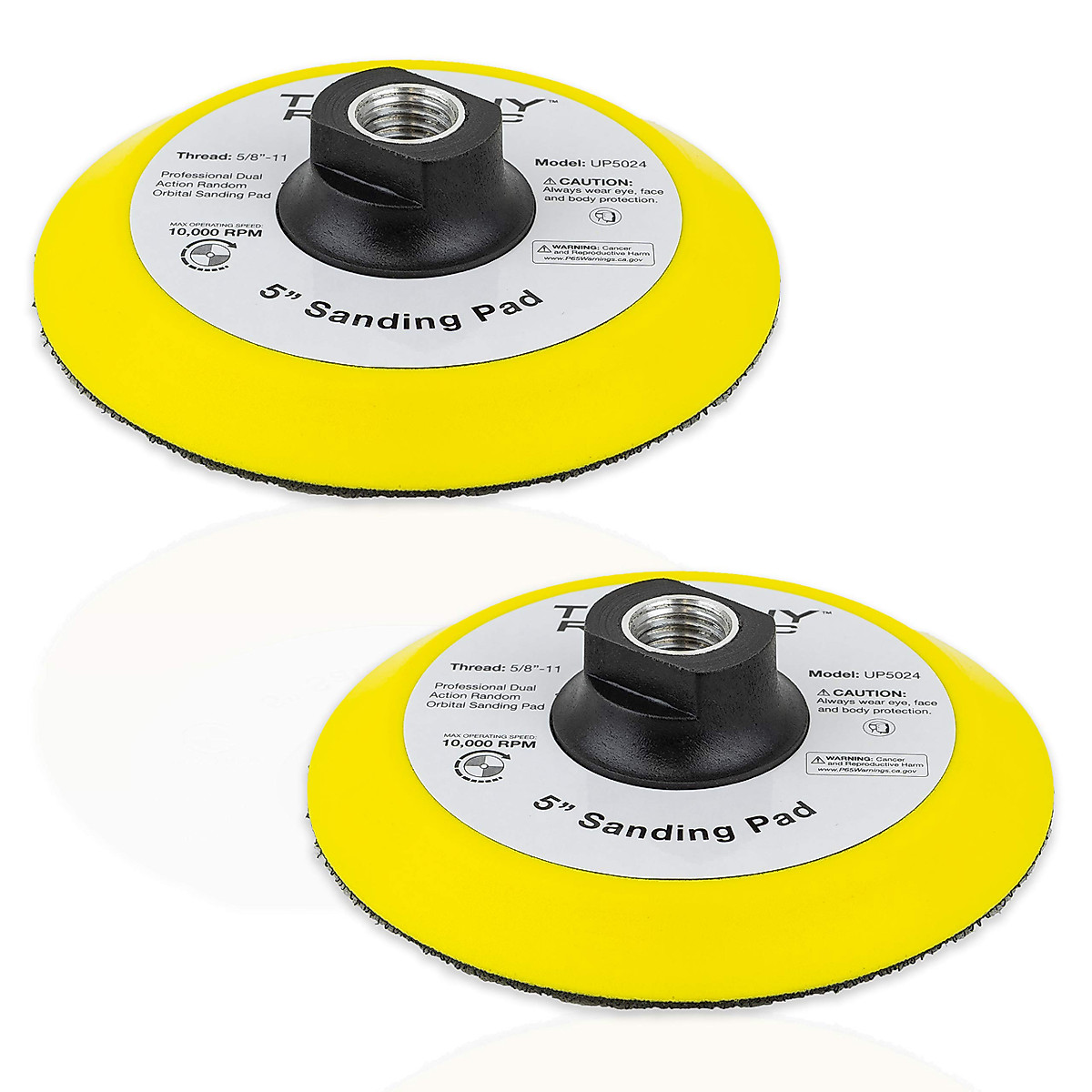 TOOLGUY Republic 5" Low Profile Tapered Edge Hook and Loop Sanding Backup Pad with 5/8"-11 Threads (2 Pack)