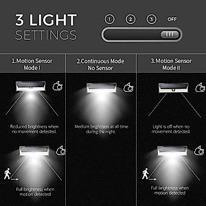 EMFYL Luopan Indoor Lighting 2pcs IP65 118LEDs 3Modes Solar Light Outdoor LED Light Outdoor Solar Lamp PIR Motion Sensor Sunlight Powered Lamp for Garden Decoration