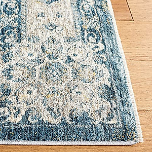 SAFAVIEH Valencia Collection Area Rug - 9' x 12', Blue & Beige, Vintage Oriental Design, Non-Shedding & Easy Care, Ideal for High Traffic Areas in Living Room, Bedroom (VAL570C)