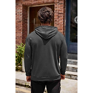 COOFANDY Men's Workout Hoodie Gym Sport Sweatshirt Athletic Pullover Casual Fashion Hooded With Pocket (Dark Gray., Large)