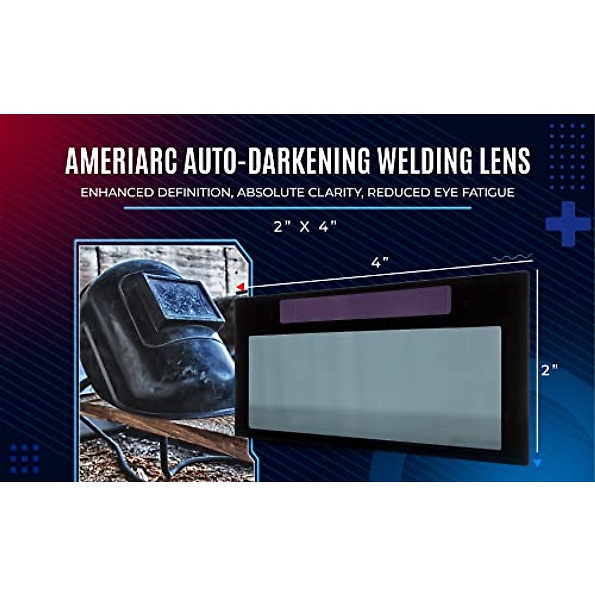 AmeriArc Auto-Darkening Welding Filter For Mask 2x4 - Shade 10, Filtering Lens Fits Most Helmets and Pipeliner Hood