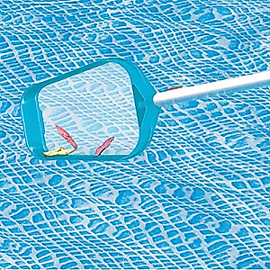 Intex Metal Frame 15' x 48" Round Above Ground Swimming Pool Set with Filter Pump, Ladder, and Cover with Maintenance Accessory Vacuum and Skimmer Kit