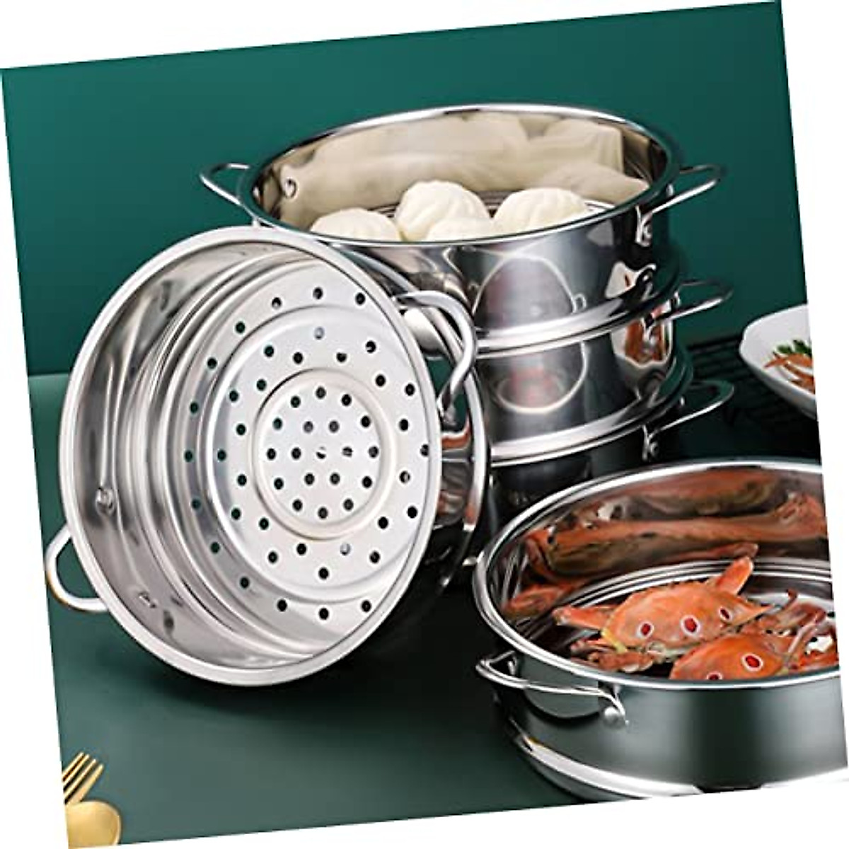 GOOHOCHY stainless steel steamer bun steamer stainless steel wok stainless cookware metal steamer basket rice cooker rack seafood steam Basket Steaming Tool Buns Steamer Kitchen Tool tray