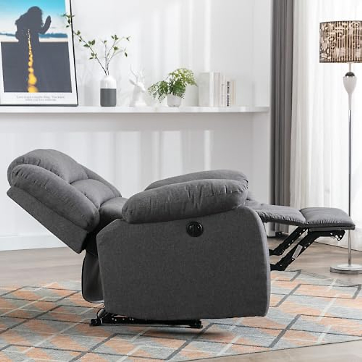IULULU Electric Power Recliner Chair for Living Room Single Home Theater Seating Sofa Easy Lounge with Soft Padded Headrest and Armrest, Grey