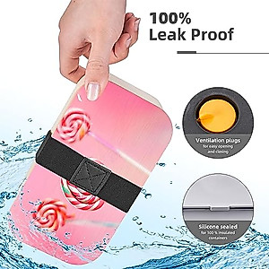 Colorful Lollipop Adult Lunch Box, Bento Box, With Cutlery Set Of 3, 2 Compartments, Rectangular, Lunch Box For Adults