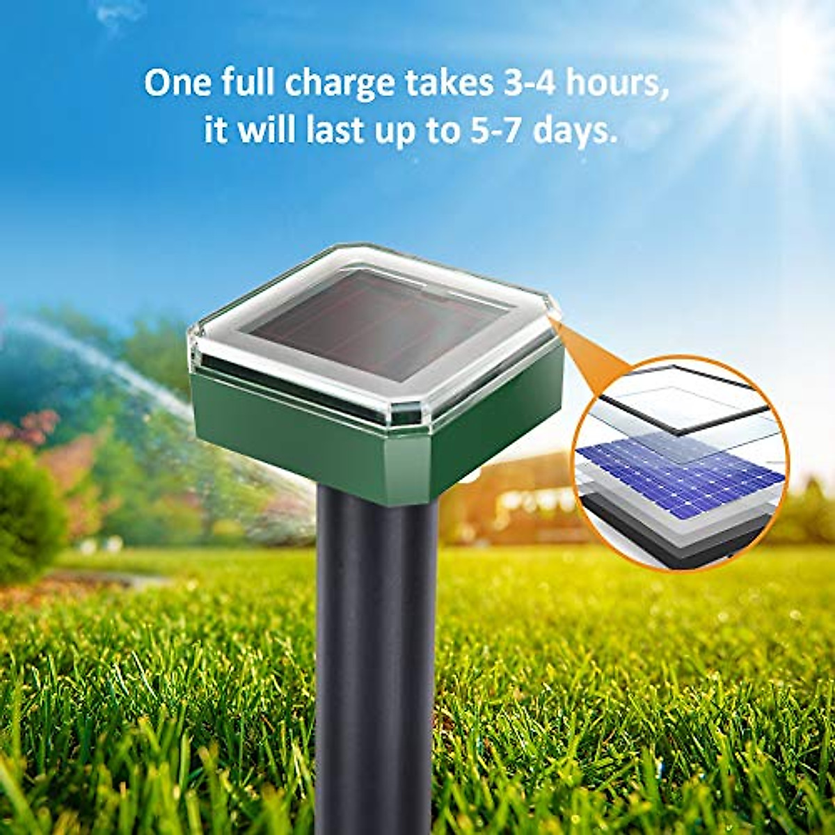 TM Marketplace Solar Sonic Mole Repellent 4 Pack Gopher Repellent Groundhog Detergent Protect Outdoor Lawn and Garden