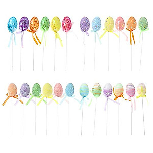 Toddmomy 24pcs Easter Egg Tree Branches Flower Picks Floral Arrangement Easter Egg Ornament for Easter Wreath Tree Garden Decoration
