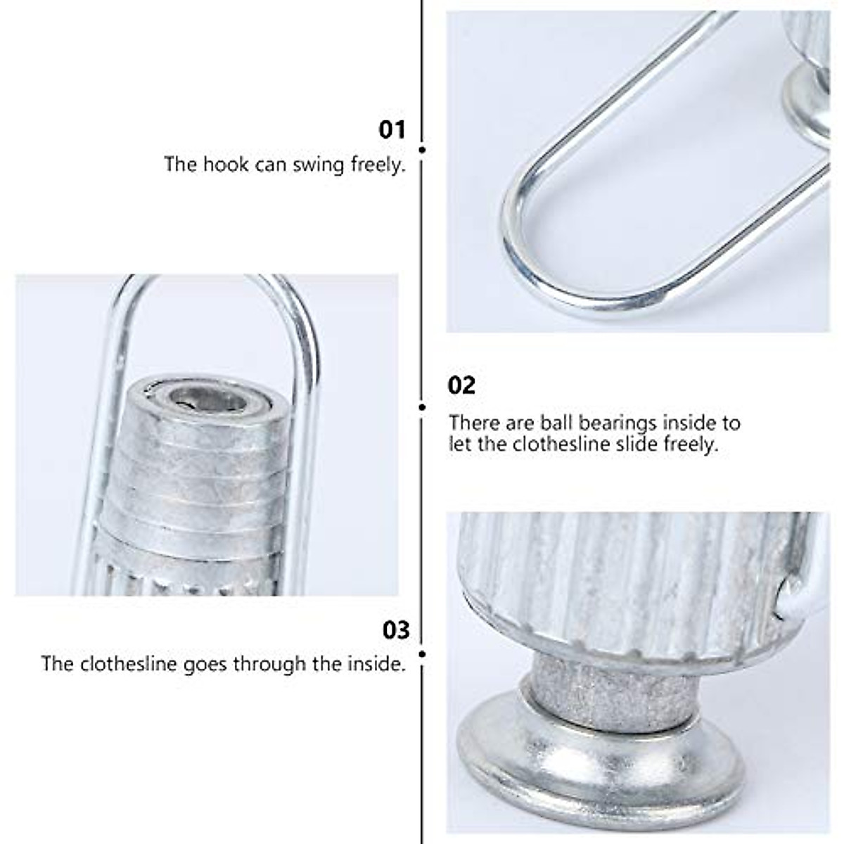 TOPBATHY Clothesline Tightener Sunline Line Tight Grips Tools Aluminium for Pulleys and Fixed Clothes Lines Household Laundry Supplies 2pcs