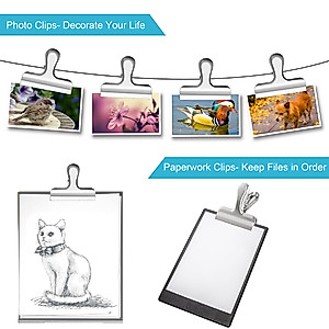 10PCS Wide Metal Chip Clips 3 Inch, Snack Food Bag Sealing Clips, Stainless Steel Paper Clamps Heavy Duty for Kitchen Food Packages and Office