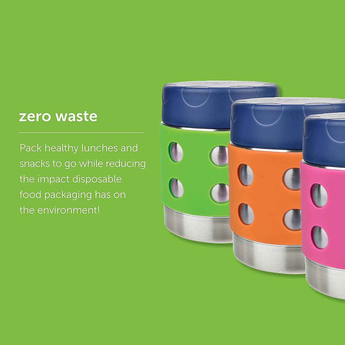 LunchBots Thermal 8 oz Triple Insulated Thermos - Hot 6 Hours or Cold 12 Hours - Leak Proof Thermos Soup Jar - All Stainless Interior - Navy Lid - Aqua Dots