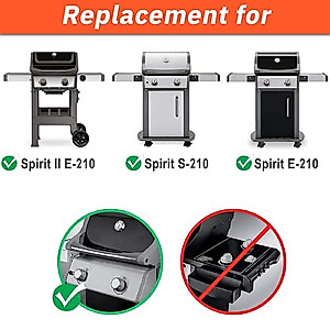 GASPRO 7637 Grill Grates Replacement for Weber Spirit 200 Series, Spirit E-210 S-210 (Front-Mounted Control), Heavy-Duty Cast Iron, 17.5 x 10.2 Inch, 2-Pack