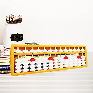 DMHMXZ Abacus，Soroban, Abacus for Adults, Professional 13 Column Abacus for Math with Reset Button，Digits and Educational Learning Tool （9.8 inch）