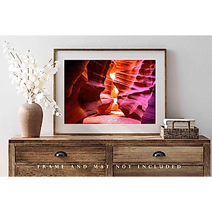 Antelope Canyon Photography Print (Not Framed) Picture of Slot Canyon Walls Shaped as Hourglass Leading to Sunlight Desert Wall Art Southwestern Decor (5" x 7")