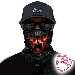 Obacle Motorcycle Face Mask Sun UV Dust Wind Protection Tube Mask Seamless Bandana Face Mask for Men Women Bike Riding Cycling Biker Fishing Outdoor Festival (Teeth Red Black Face Mask)
