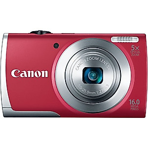 Canon PowerShot A2500 16.0 MP Digital Camera with 5X Optical Zoom and 720p HD Video Recording (Red)