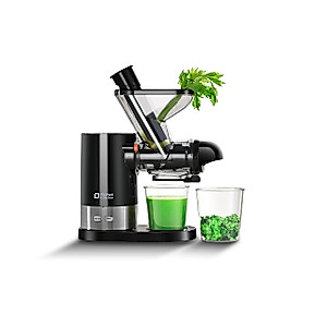Kitchen in the box Juicer Machines, Small Cold Press Juicer for Single Serve, Slow Masticating Juicer Machine Vegetable and Fruit for Everyday Use, Quiet DC Motor, BPA-Free (Black)