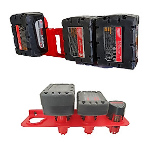 WOLGNKI Plastic Battery Organizer Mount Holder Fit for Milwaukee M18 M12 Battery 2 for 12V and 2 for 18V