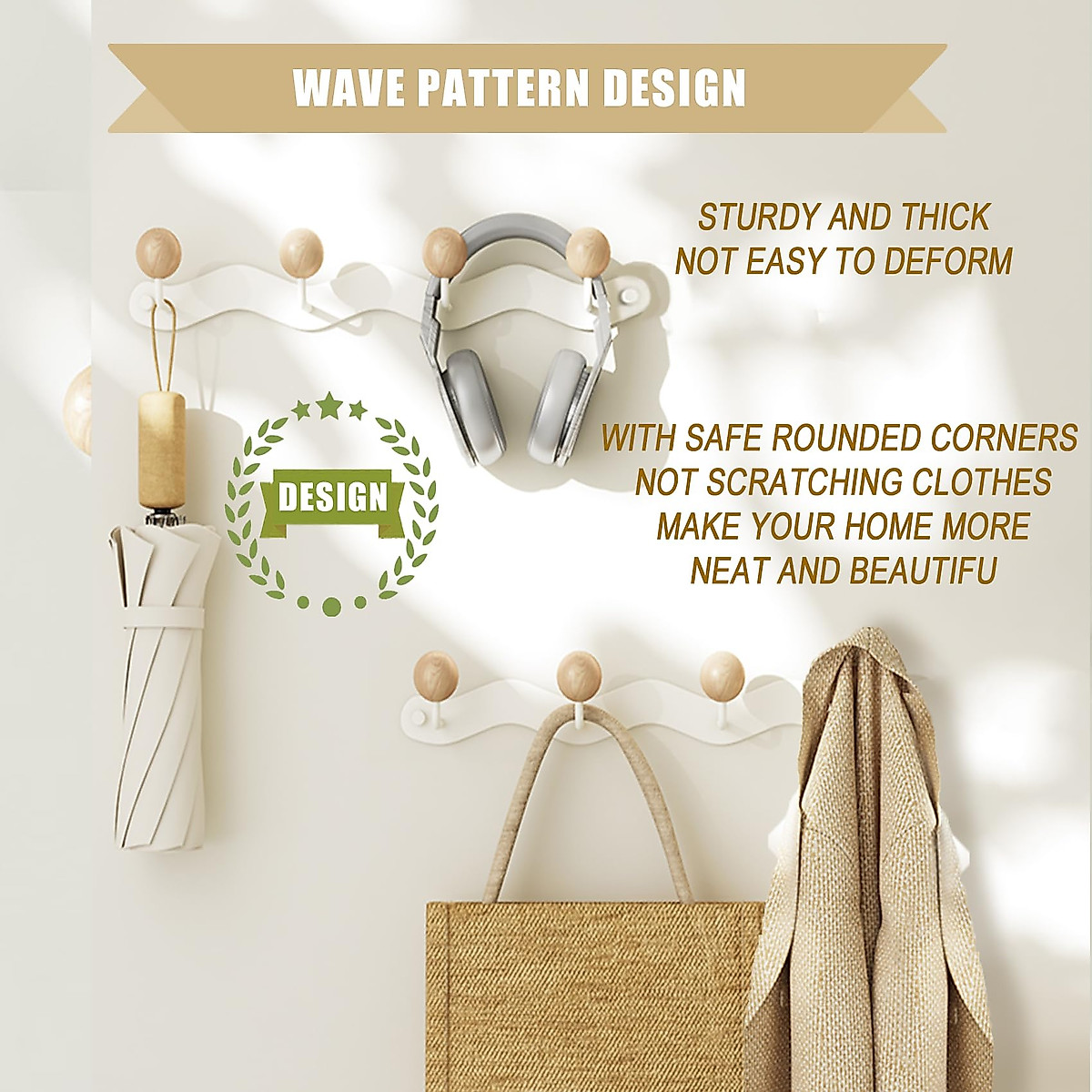 Asruito Coat Hooks for Wall, Key Holder Wall Mount, Coat Rack Wall Mount, Wall Hooks for Coats, Hooks for Hanging Hat Towel Purse Robes Mudroom Bathroom Entryway