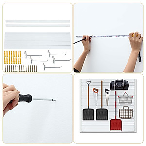 Landical PVC Slat Wall Panels 4 x 4 Ft, 4 Panels, Garage Wall and Home Organizer Storage System Slat Wall Paneling Garage Slatwall for Garage Wall Tool Organization Peg Board Storage Rack, White