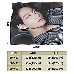 Jungkook Jeon Jung Kook Ultra Soft Throw Blanket Flannel Fleece All Season Light Weight Living Room/Bedroom Warm Blankets 50"x40"
