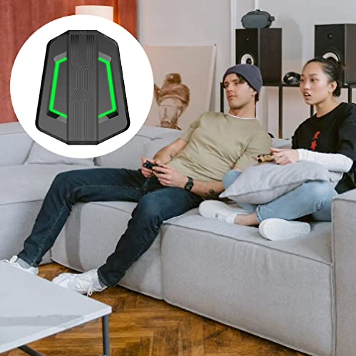 SOLUSTRE Game Controller Adapter Colorful Lighting USB Gaming Mouse Keyboard Adapter