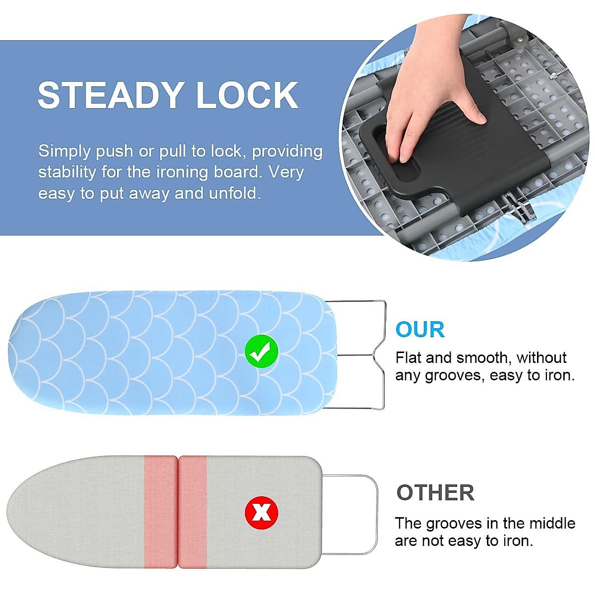 Foldable Ironing Board, Portable Iron Board with Iron Rest, Tabletop Small Ironing Board with 2 Heat Resistant Ironing Covers, Mini Ironing Board with Non-Slip Feet for Bathroom, Laundry Rooms, Dorms