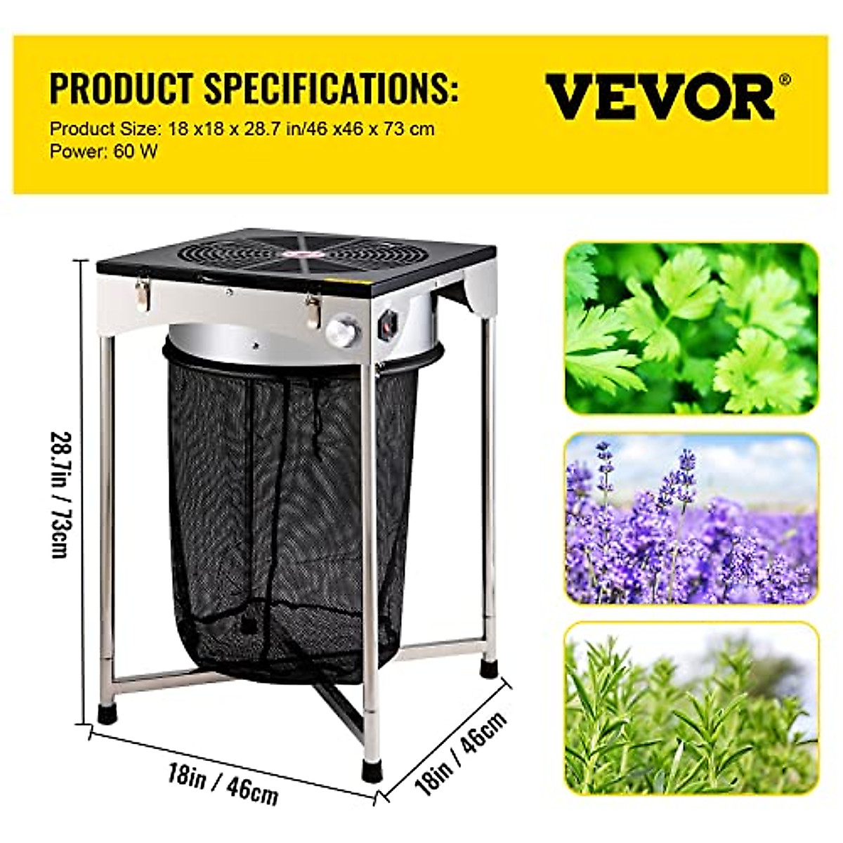 VEVOR Bud Leaf Trimmer, 18 inch Adjustable 3 Speed 110V, Electric Hydroponic Dry or Wet Plant Trimming Machine with Sharp Stainless Steel Blades, Twisted Spin Cut for Flowers, Leaves, Herbs