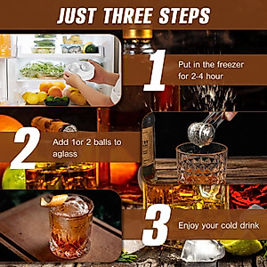 Funtery 12 Pieces Golf Ball Whiskey Chillers Glass Whiskey Rocks Gift Set for Men Reusable Whiskey Rocks Chilling Rocks with Plastic Box and Tongs for Cocktail Wine Husband Dad Boyfriend Brother Bar
