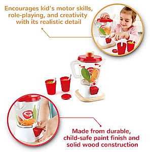 Hape Smoothie Blender | Multicolor Kitchen Smoothie Machine Play Set Complete with Cups & Straws