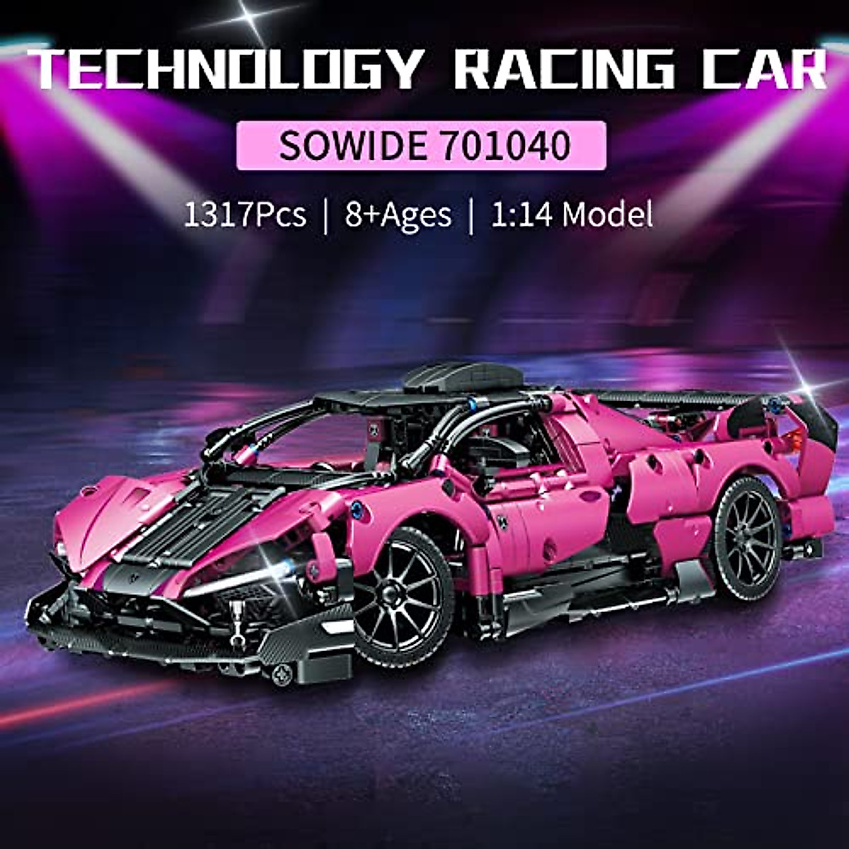 Sowide Super car Building Blocks and Construction Toy, Construction Toy Building Set for Kids Adults, Collectible Model Car Kits, 1:14 Scale Super Car Model Building Sets(1317 Pieces)