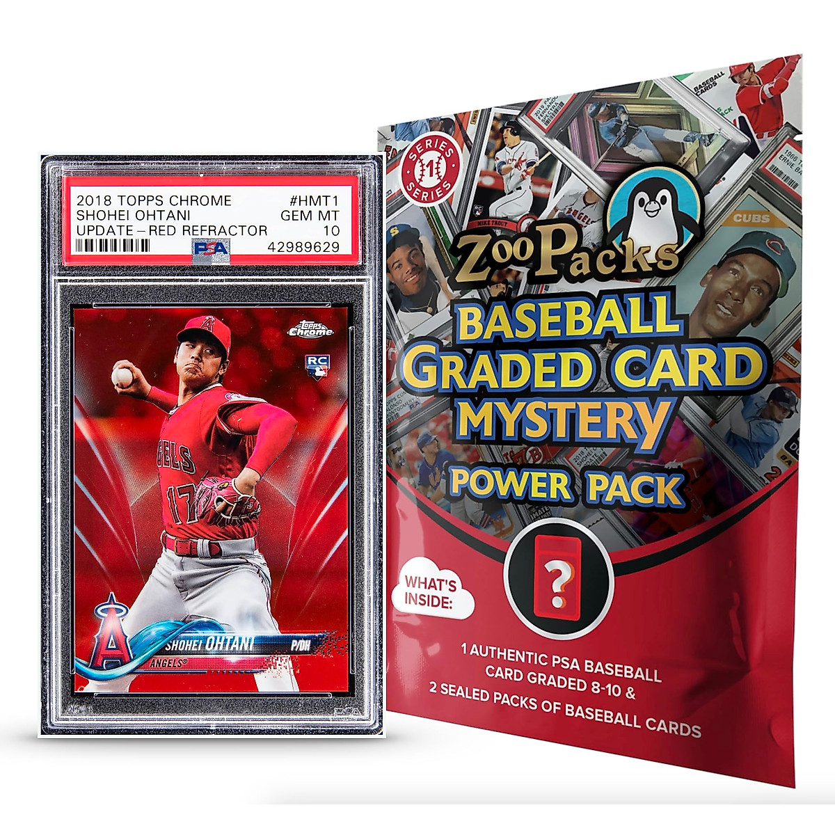 Shohei Ohtani PSA Graded Card Mystery Power Pack - 1 PSA Graded Ohtani Card and 2 Packs of Cards Per Pack - Amazon Exclusive