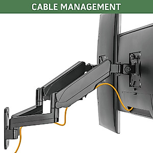 UPGRAVITY Dual Monitor Wall Mount, Double Monitor Wall Stand for Two 17-32 inch Flat/Curved Computer Screens, Height Adjustable Gas Spring Monitor Wall Monitor, Hold Up to 17.6lbs, VESA 75/100