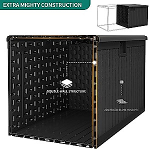 YITAHOME XXL 230 Gallon Large Deck Box,Outdoor Storage for Patio Furniture Cushions,Garden Tools and Pool Toys with Flexible Divider,Waterproof,Lockable (Black)