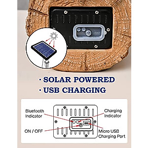 AXOSO Outdoor Bluetooth Speakers Waterproof Wireless Solar Powered & Weather Resistant with Rechargeable Battery, Outside Black Bear Bluetooth Speakers for Patio,Pool,Deck,Garden and Home