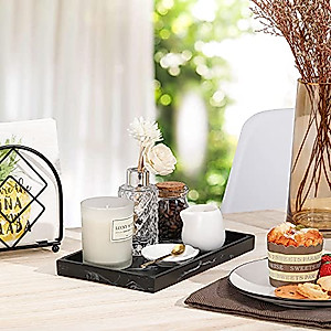 Luxspire Bathroom Vanity Tray, Resin Dresser Jewelry Ring Dish Tank Storage Kitchen Sink Countertop Organizer Plate Holder for Perfume Candles Soap Towel Plant Bathroom Accessories, M, Matte Ink Black