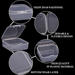 Nsmykhg Bead Organizer Box, 60Pcs Clear Plastic Bead Storage Containers, 2 Large Craft Storage Boxes with Hinged Lid, Mini Storage Box for Jewelry Making, Crafts, Screws, Small Parts, DIY Projects