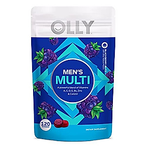 OLLY Men's Multivitamin Gummy, Immune Support, Vitamins A, C, D, E, B, Lycopene, Zinc, BlackBerry, 60 Day Supply - 120 Count