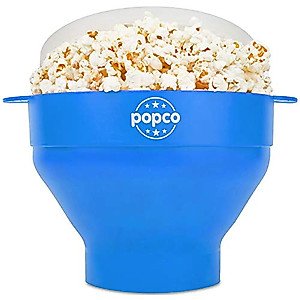 POPCO Silicone Microwave Popcorn Popper with Handles | Popcorn Maker | Collapsible Popcorn Bowl | BPA Free and Dishwasher Safe | 15 Colors Available (Light Blue) â€¦