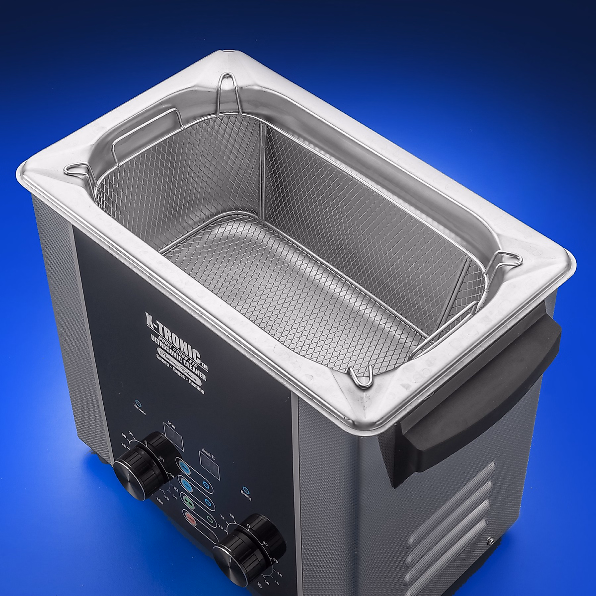 X-Tronic Model #3000-XTS 3.0 Liter "Platinum Edition" Commercial Ultrasonic Cleaner with Time & Temp LED Displays, Sweep & Degas Controls, S/S Cleaning Basket, Wire Rack Holder & Wire Beaker Holder