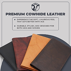 AG Wallets Leather Wallet for Men & Women - Secure RFID Wallet with Space for 20 Credit Cards, 1 ID & Cash - Cowhide Leather Wallet - Slim Bifold Wallet - Long Wallet for Casual or Office - Black