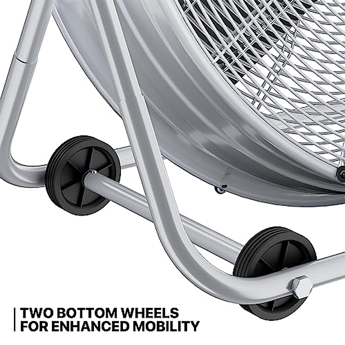 mollie 25 Inch Industrial High Velocity Floor Drum Fan with 3 Speed Heavy Duty Metal Adjustable Tilt Portable Air Circulator for Home Bedroom Garage Commercial Use, 5270 CFM, Silver