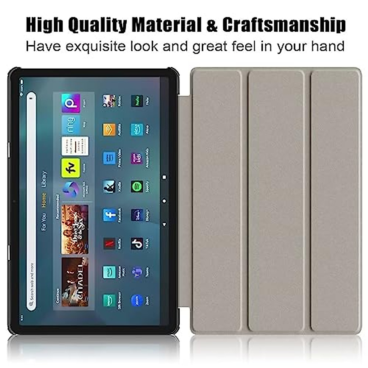 elitegadget Case for Amazon Fire Max 11 Tablet (13th Generation, 2023 Released) - Lightweight Trifold Stand Auto Wake/Sleep Folio Cover Case + 1 Screen Protector and 1 Stylus (Navy Blue)