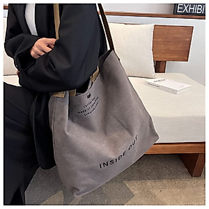 Women Canvas Tote Handbags Casual Shoulder Work Bag Crossbody Top Handle Bag Cross-body Handbags (grey,One Size)