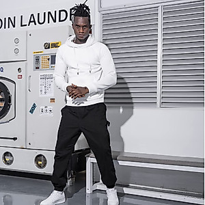 TOLOER Men's Hoodies Pullover Slim Fit Solid Color Sports Outwear Sweatshirts White XX-Large