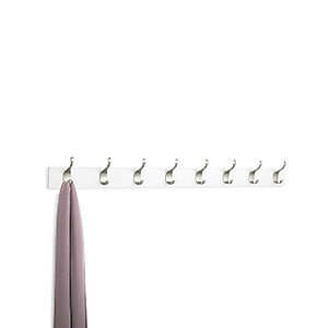 Amazon Basics Wall Mounted Modern Coat Rack, 8 Hooks, White