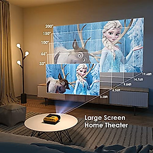 Native 1080P Mini Projector, YOWHICK Upgrade 9000 Lux Portable Projector, Movie Projector with Remote Control Suitable for Indoor/Outdoor, HDMI, USB, AC and Aux Ports