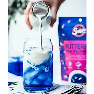 Suncore Foods Dried Butterfly Pea Flowers Bloom, Caffeine-Free Tea, Gluten-Free, Non-GMO, 1oz (1 Pack)