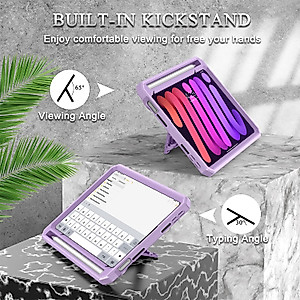 Soke for iPad Mini 6th Generation Case 2021 Released, with Built-in Screen Protector, Rugged Shockproof Full Protective Cover with Pencil Holder & Kickstand for Apple iPad Mini 6 8.3 Inch(Violet)